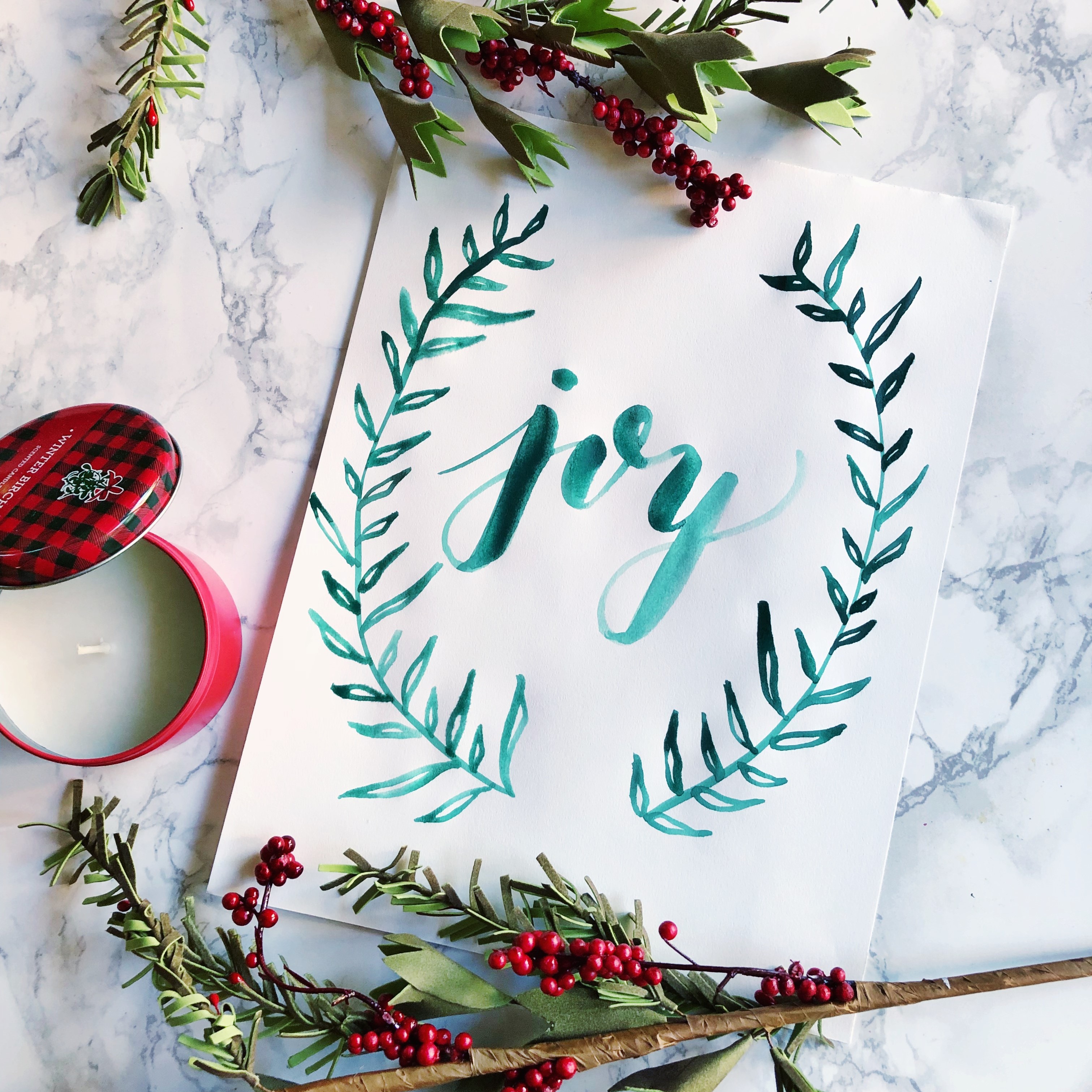 Joy Watercolor Tutorial and Printable - Plum Street Collective