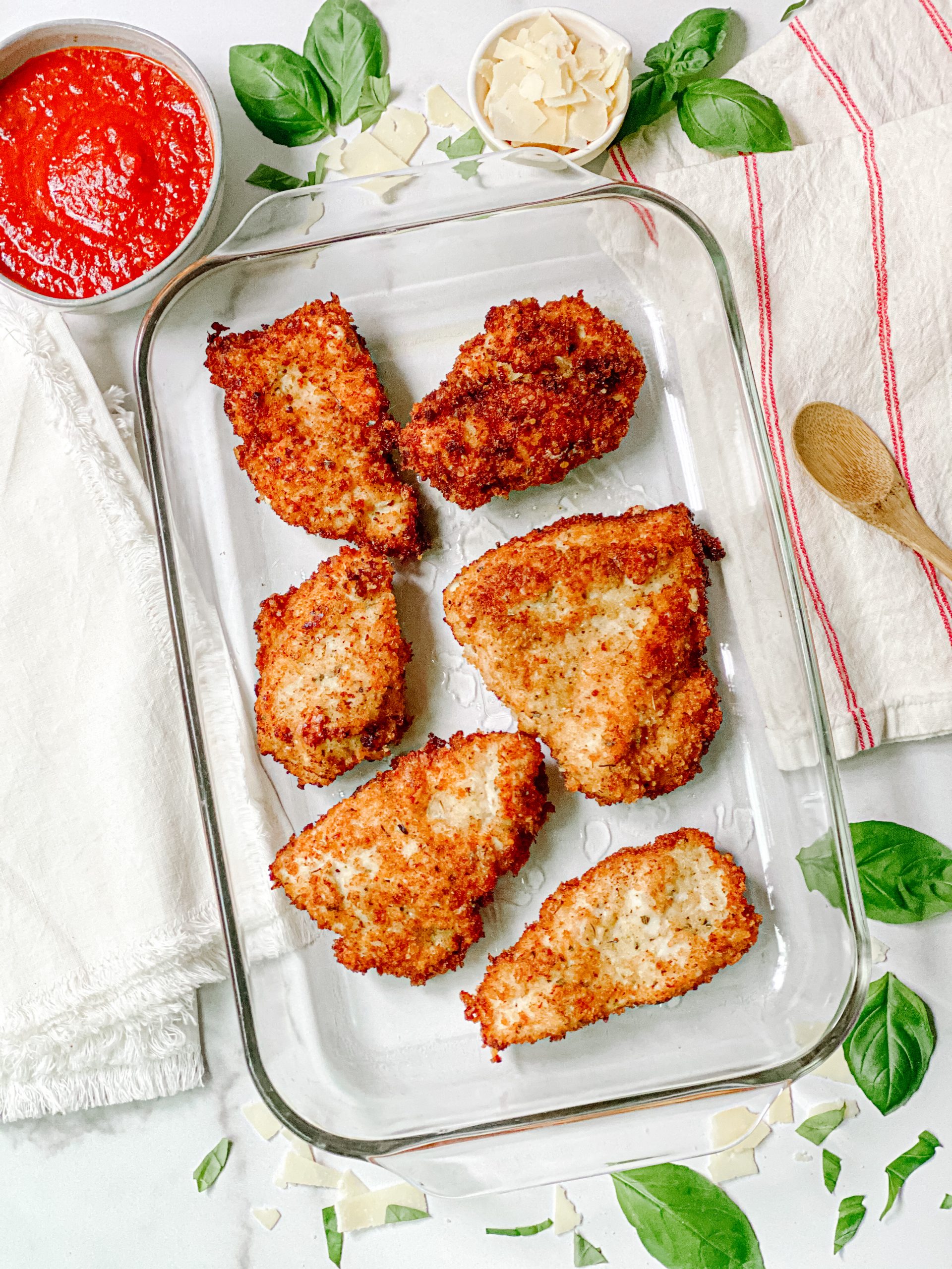 Crispy Chicken Parm with Fettuccine Alfredo - Plum Street Collective