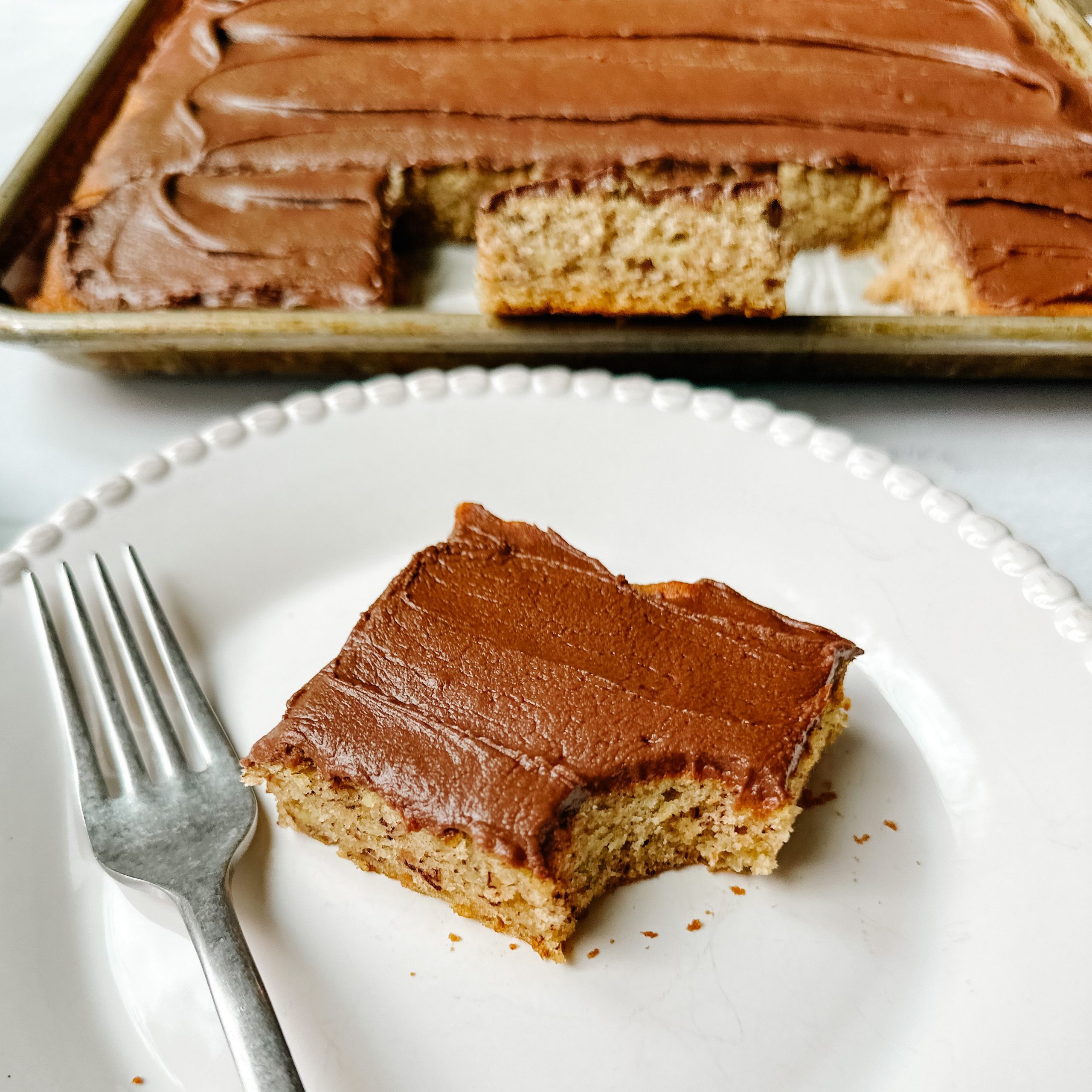 Banana Bread Bars with Chocolate Frosting - Plum Street Collective
